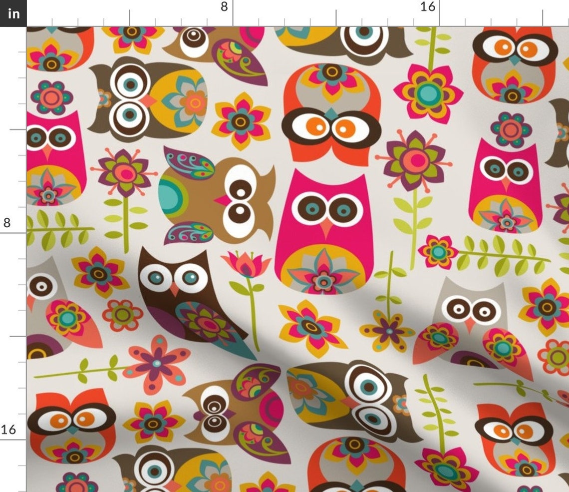 Cute Mod Owls Fabric New Little Owls By Valentinaharper | Etsy