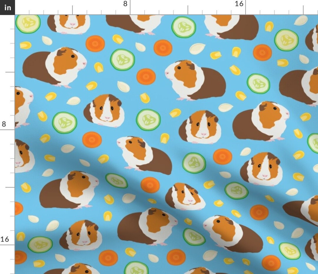 Blue Guinea Pigs Pets Fabric Guinea Pig With Food by Designtherapy ...