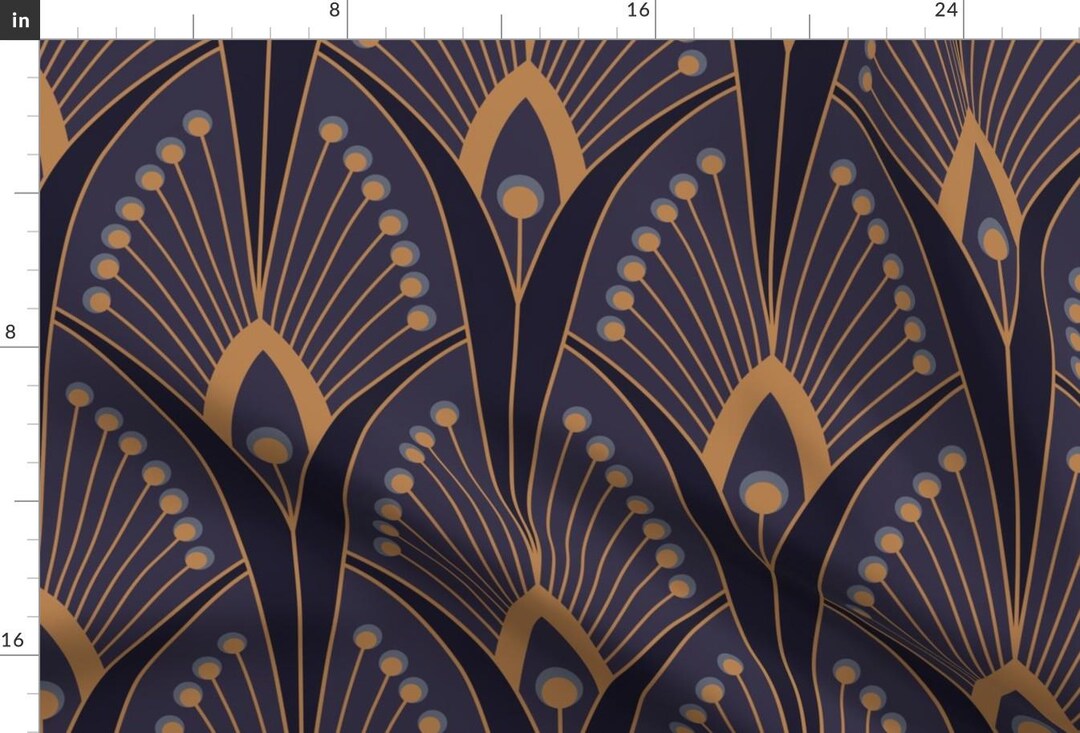Geometric Feathers Apparel Fabric - Art Deco Peacock by Alexandra_weise ...