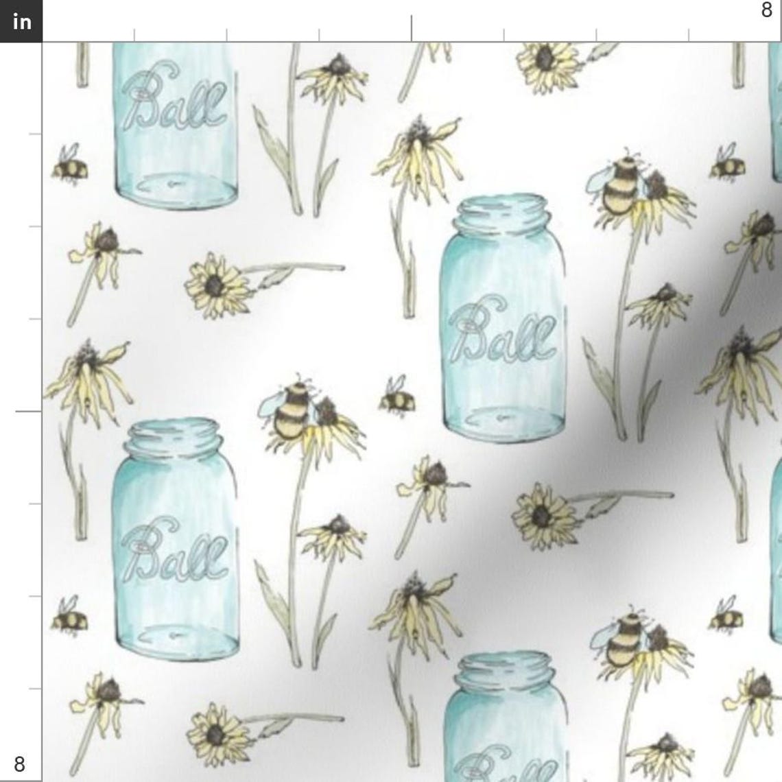 Whimsical Fabric - Flowers by Fat Bird Designs - Whimsical Mason Jar ...