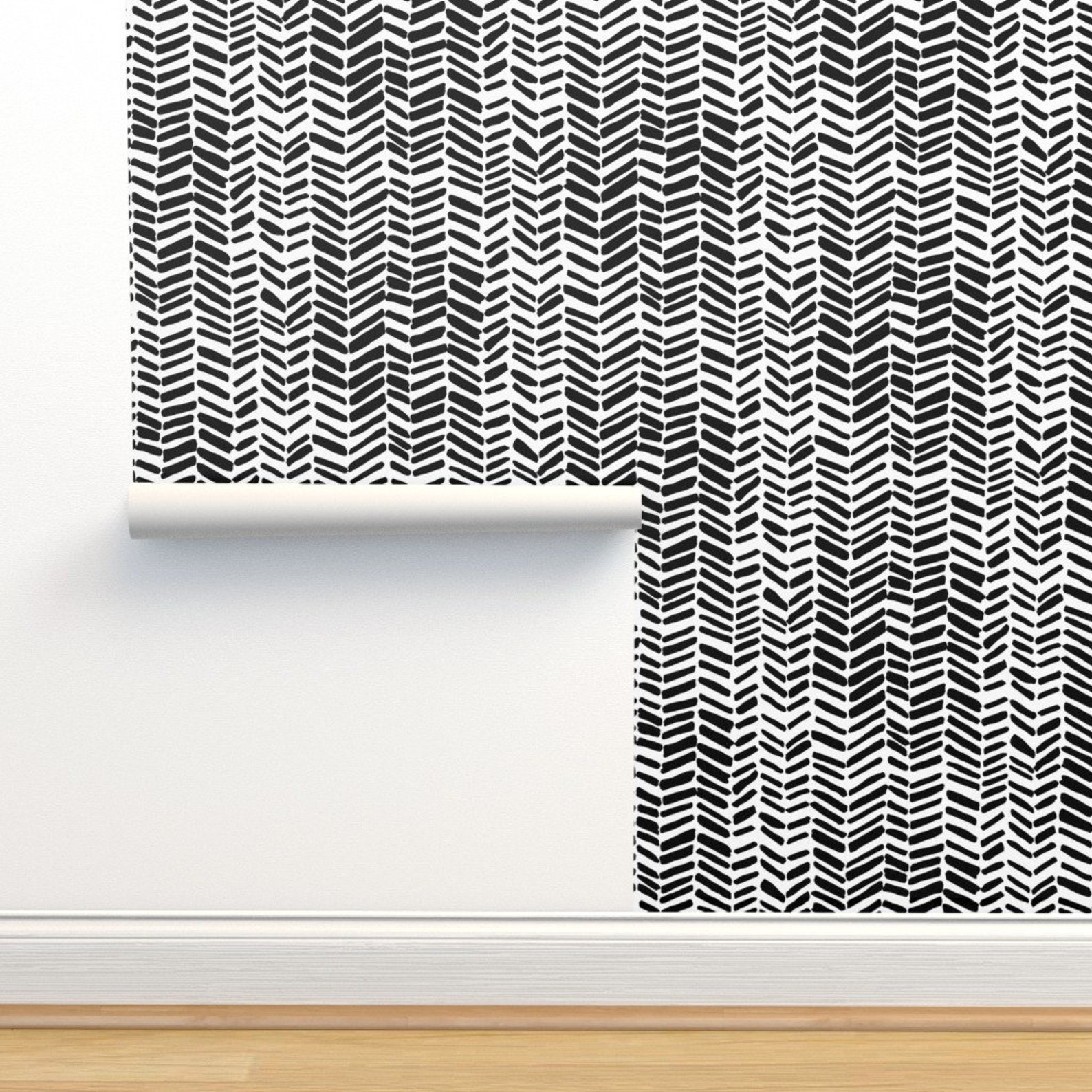 Black Boho Chevron Wallpaper Impression White/black by Leanne - Etsy