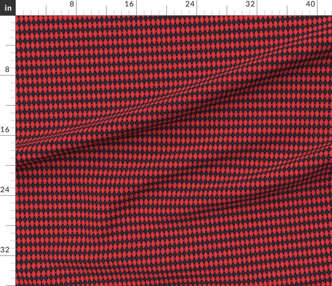 Argyle Fabric Black Red White by Juliesfabrics Bold Bright | Etsy
