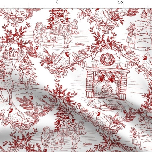 Christmas Fabric Christmas Village Toile by Stacystudios - Etsy