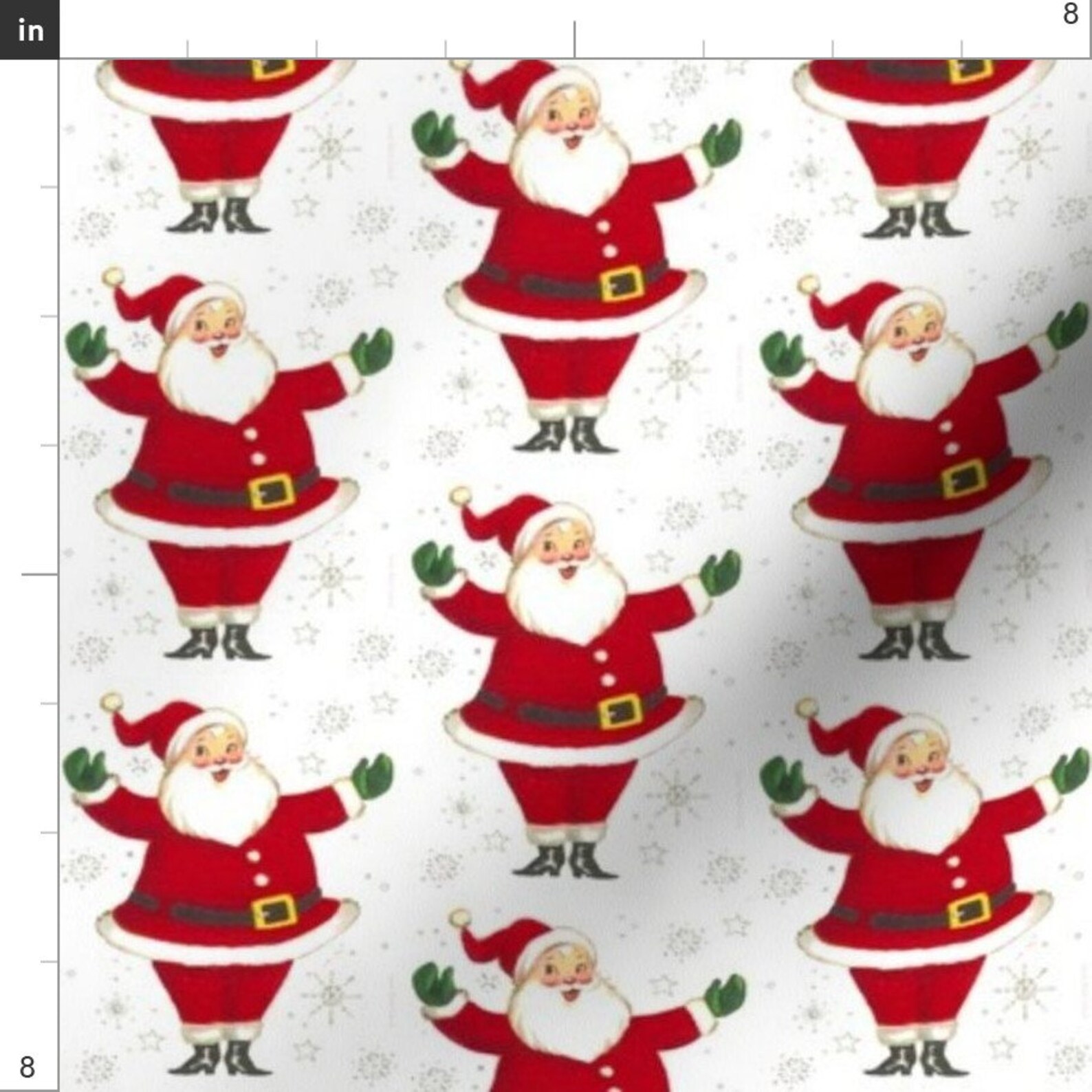 Vintage Santa Fabric Fabric Jolly Santa Christmas Time by - Etsy