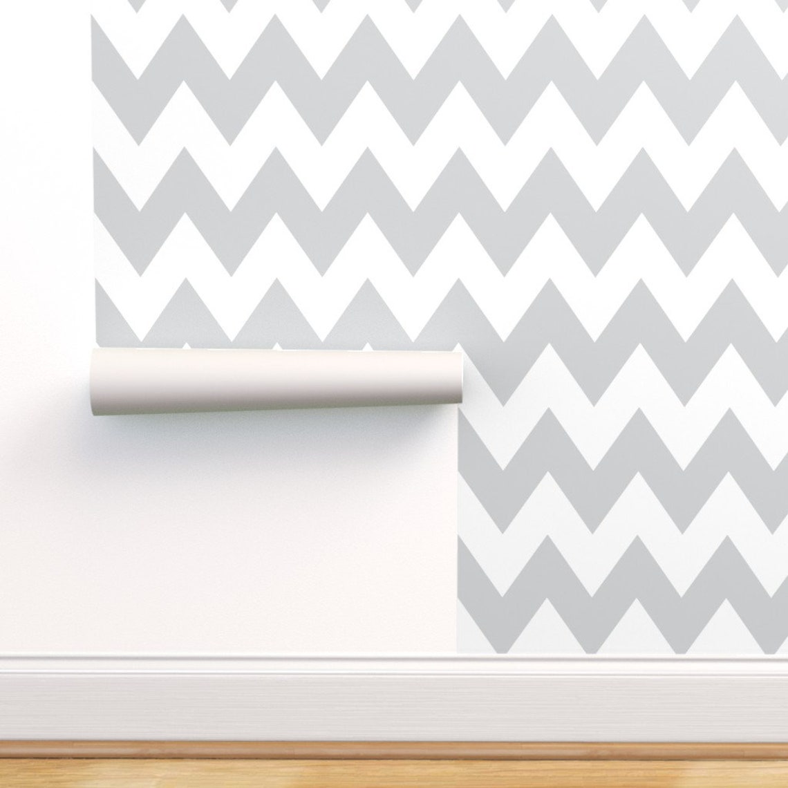 Chevron Wallpaper Chevron Xl Light Grey by Misstiina | Etsy