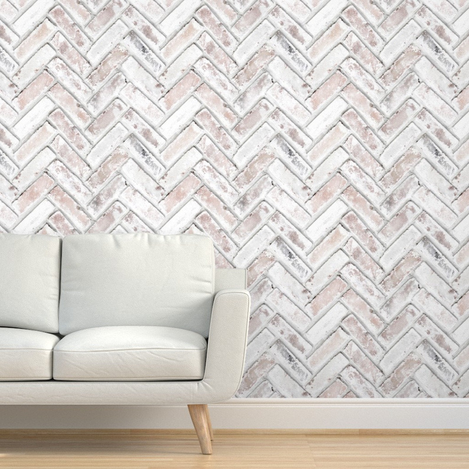 Chevron Brick Wallpaper Faux Brick Herringbone by Erin - Etsy