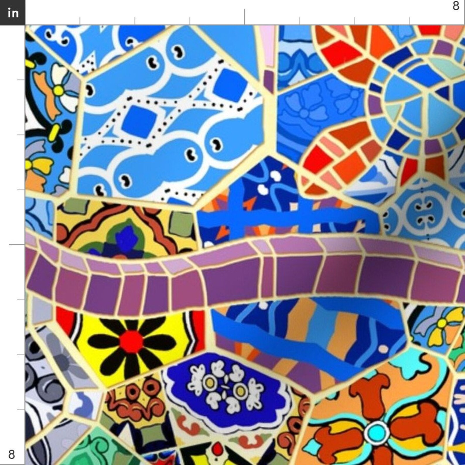 Traditional Spanish Tiles Fabric Spanish Tile Mosaics by - Etsy