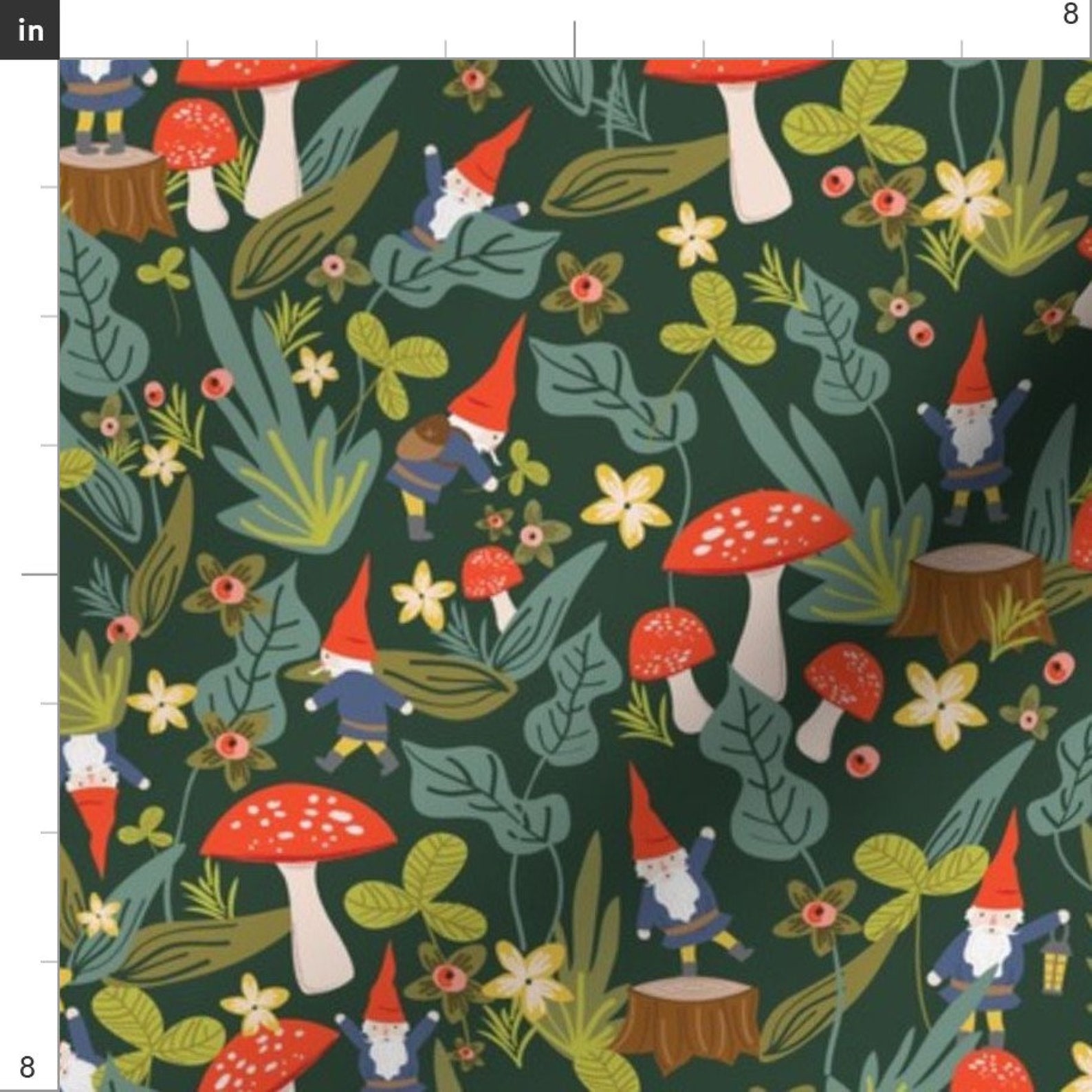 Gnome Fabric Woodland Gnomes by Shelbyallison Gnome Cotton - Etsy