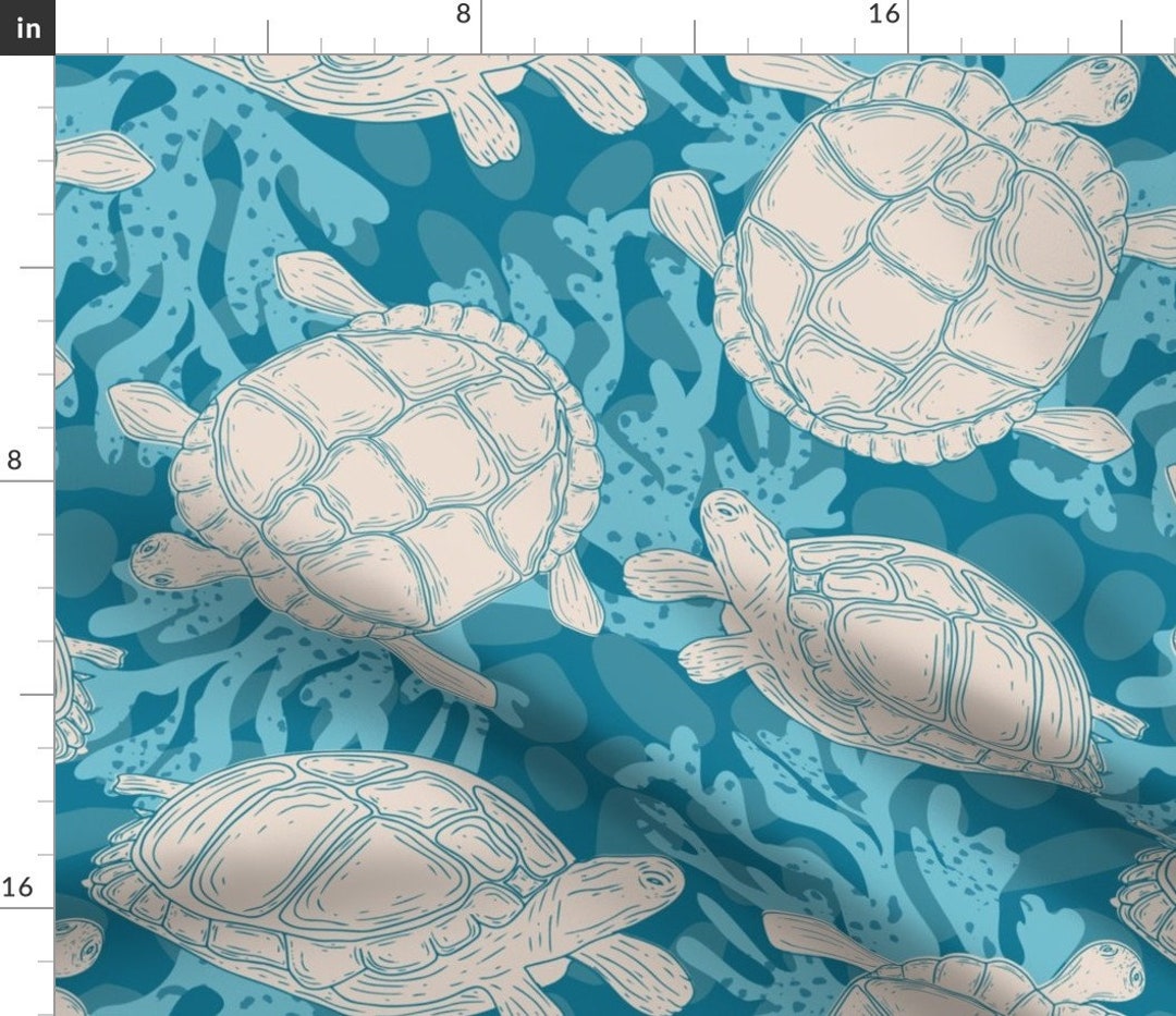 Sea Turtles Fabric Turtle World by Claudias_design Coastal Summer Sea ...