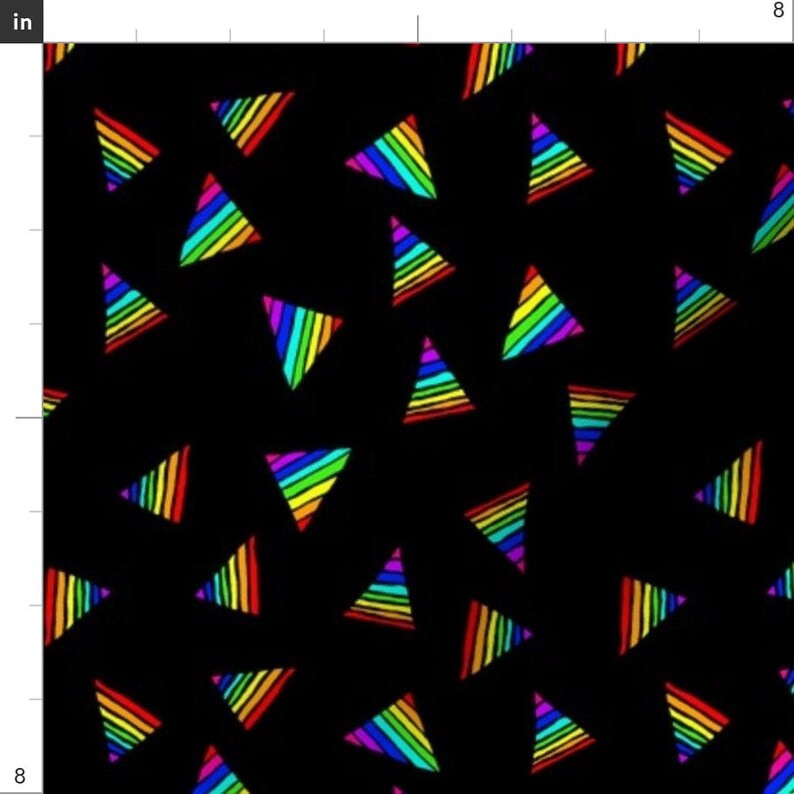 Lgbtq Fabric Rainbow Striped Triangles on Black Small by - Etsy