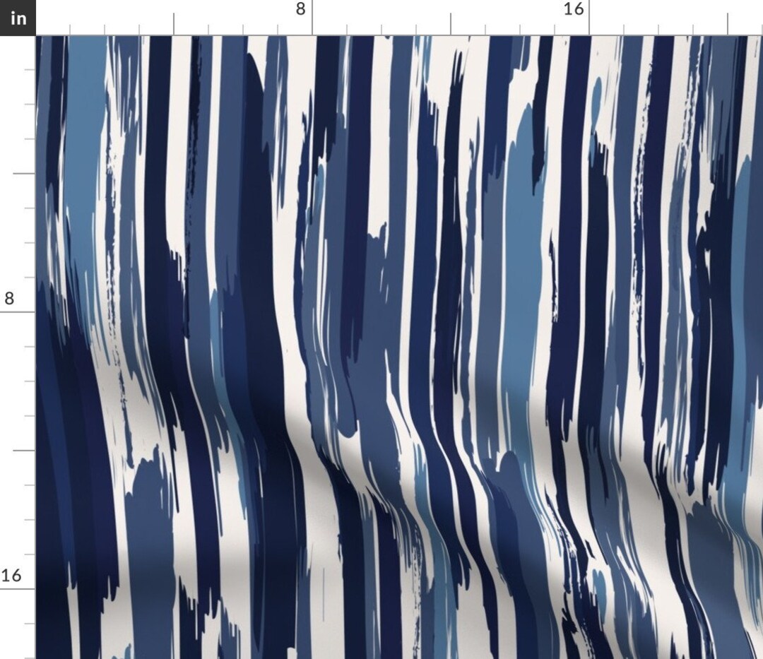 Stripe Fabric Abstract Modern Watercolor Painted Stripe Indigo Navy ...