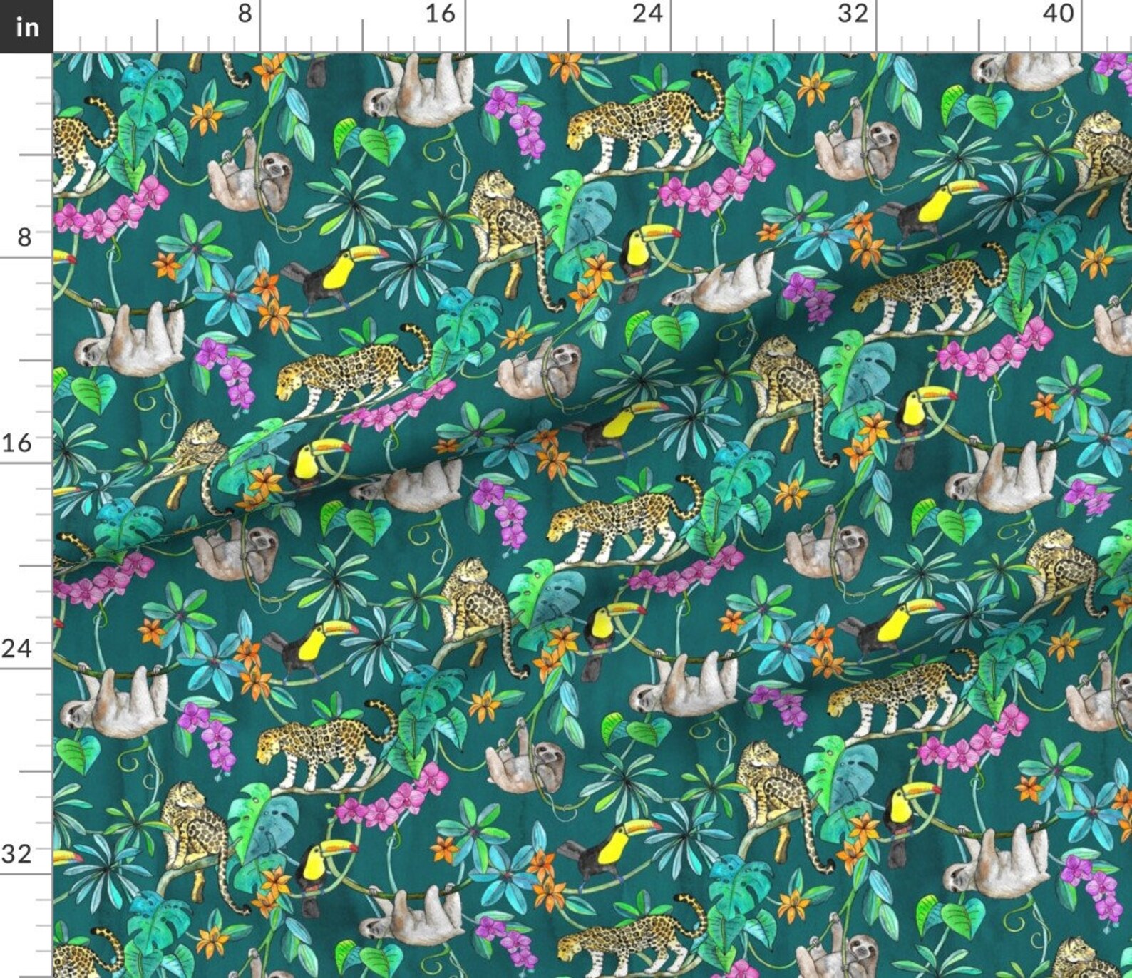 Rainforest Fabric Rainforest Friends Watercolor Animals on - Etsy