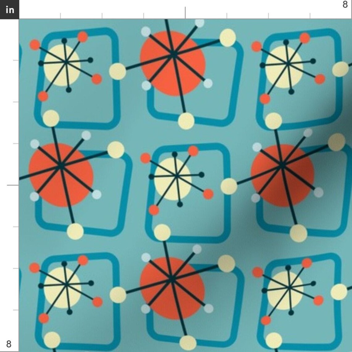 Mid Century Atomic Abstract Fabric Atomic Squares by Roofdog - Etsy