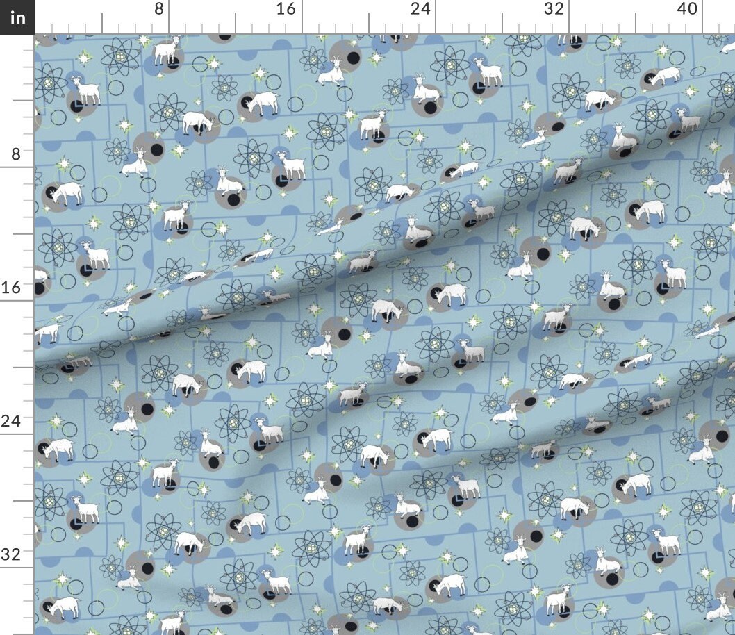 Atomic Goat Fabric Atomic Goats Blue by Sufficiency Blue - Etsy