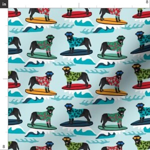Surfing Labs Fabric - Black Labrador Lab Surfing Design Summer Tropical ...