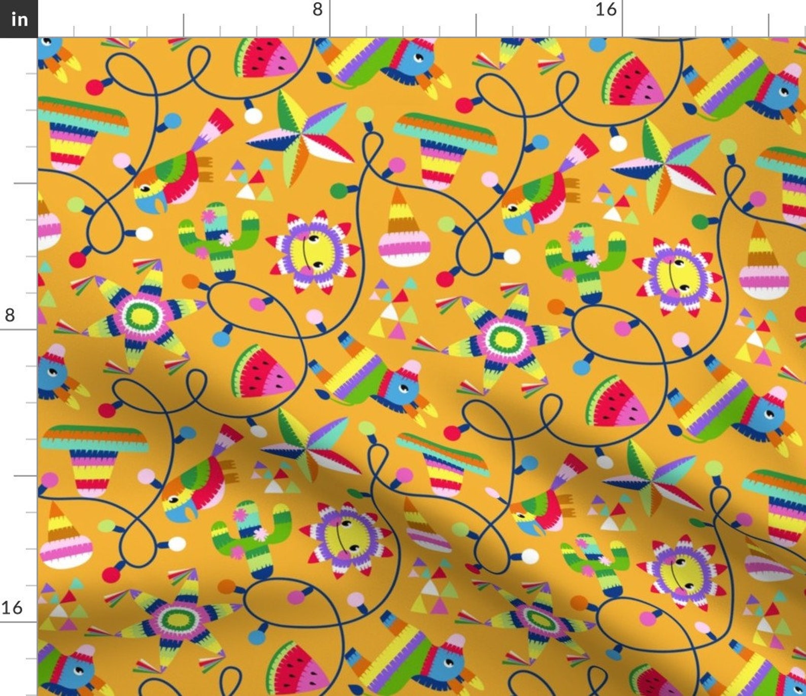 Fiesta Fabric Piñata Time by Mirabelleprint Rainbow - Etsy