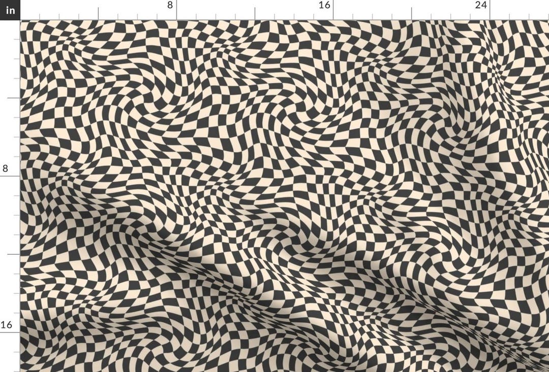 Optical Pattern Fabric - Wavy Checkerboard by Camilaprints - Black ...