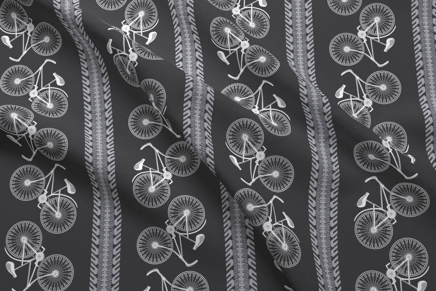 Bike Stripes Fabric I Want To Ride My Bicycle Xgray By | Etsy
