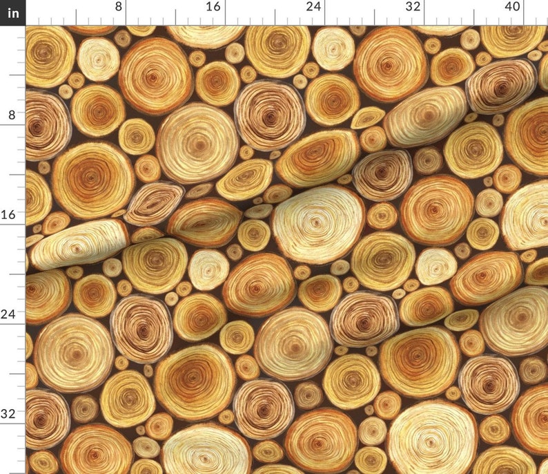 Woodland Log Fabric Logs by Svetlana Prikhnenko Watercolor - Etsy Singapore