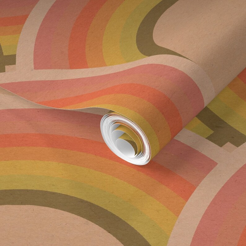 Retro Wallpaper Rollin' Retro Road by - Etsy