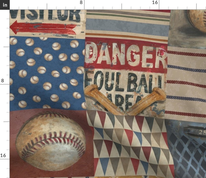 Baseball Wholecloth Fabric Baseball Cheater Quilt by - Etsy