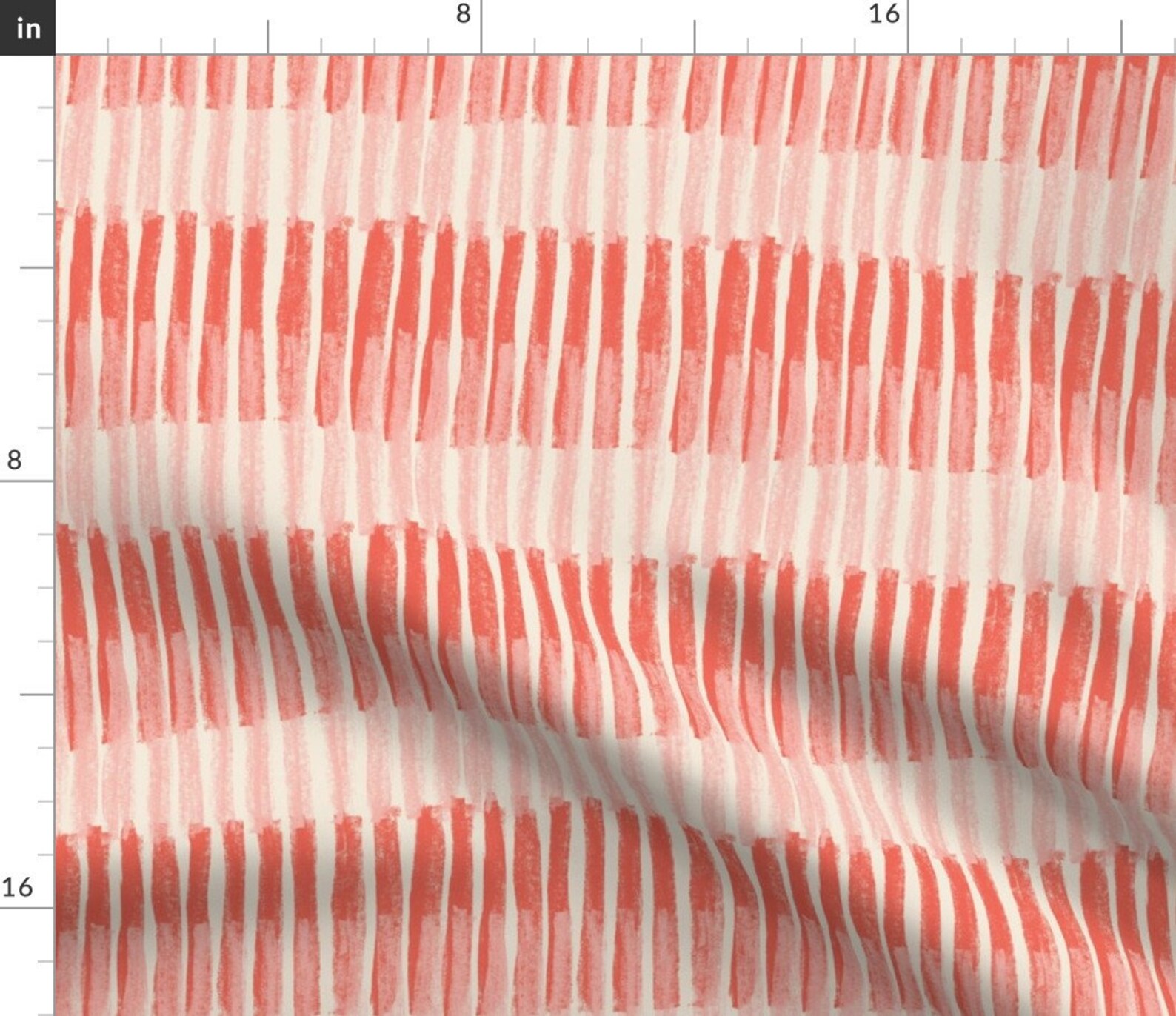 Coral Stripes Minimal Fabric Coral Stripes by - Etsy
