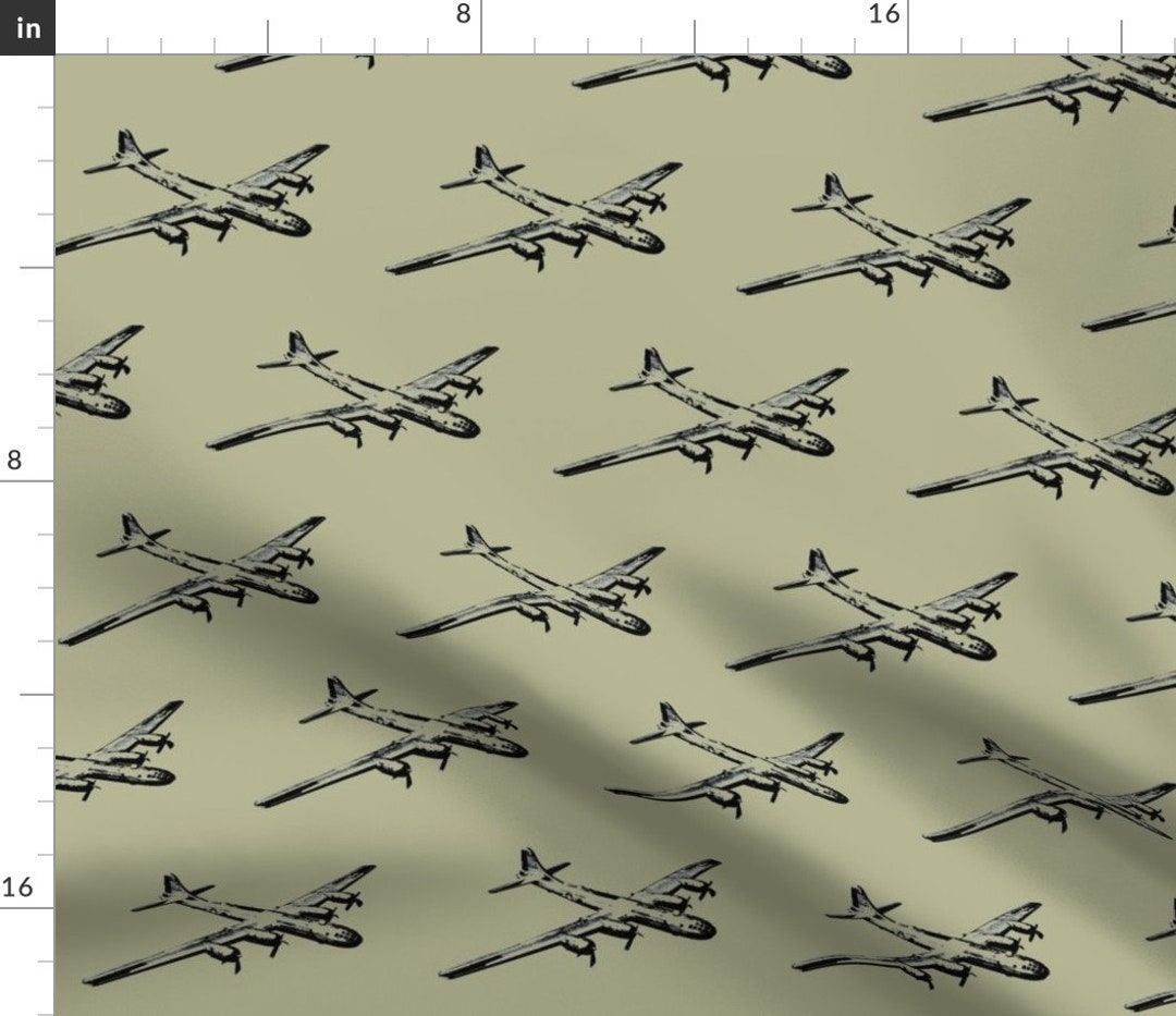 Vintage Aircraft Fabric Wwii Bomber in Grey by Pennyroyal Vintage ...