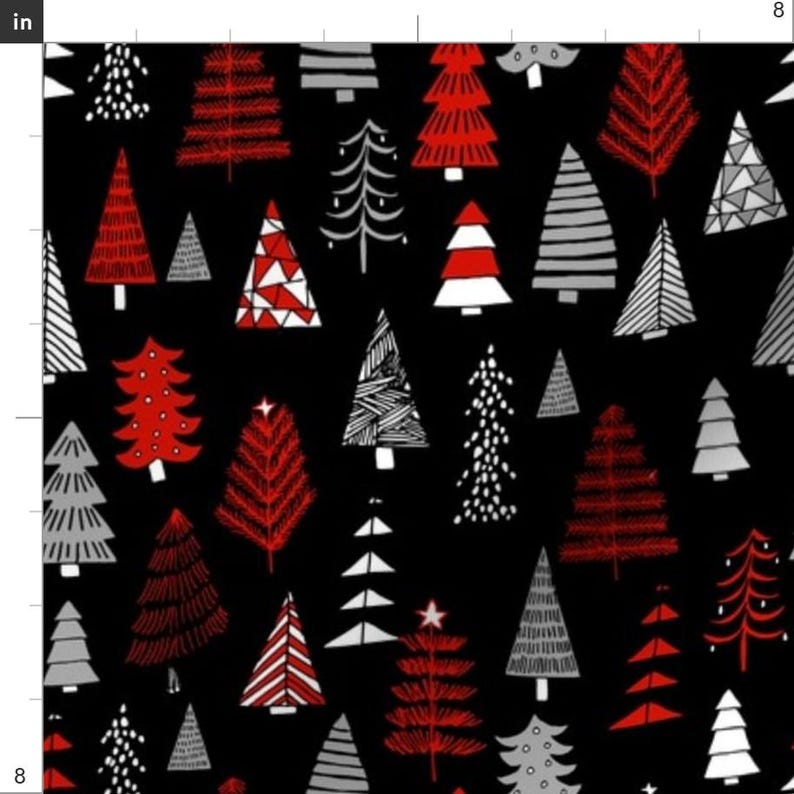 Christmas Trees Fabric - Christmas Trees Holiday Pattern Black by ...