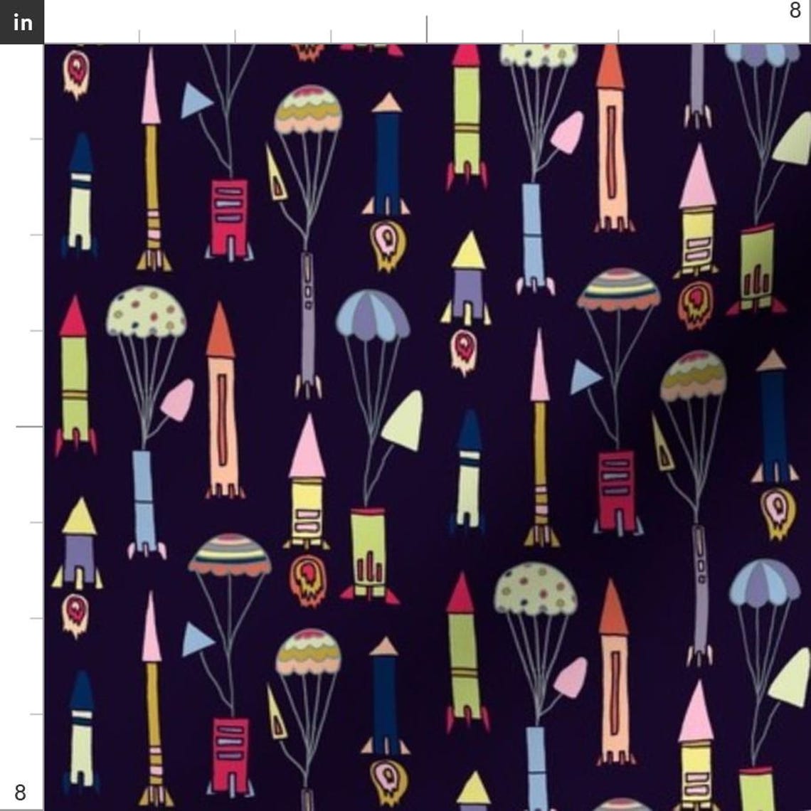Fun Rocket Fabric - Dr. Rocket by Graceful -kids Retro Rocket Cotton ...