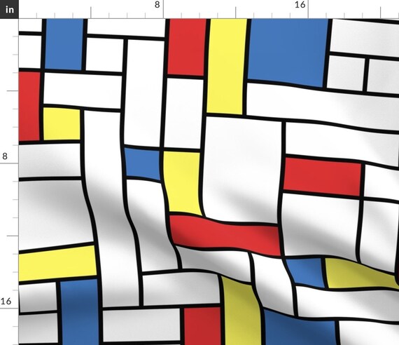 Mid Century Fabric Mod Multi Color Mondrian Blocks Fq by - Etsy