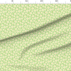 Daisies Fabric Daisy Gingham by Sandityche Daisies Green | Etsy