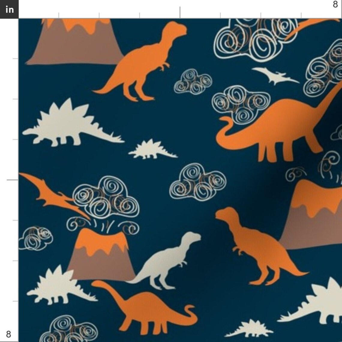 Dinosaur Volcano Fabric Volcano Cloud Jill Bull by - Etsy
