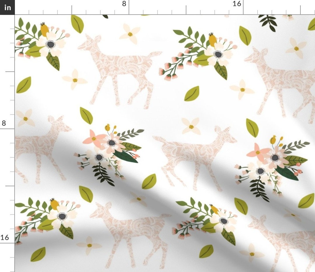 Fawn Floral Fabric Blush Sprigs and Blooms Fawn by - Etsy