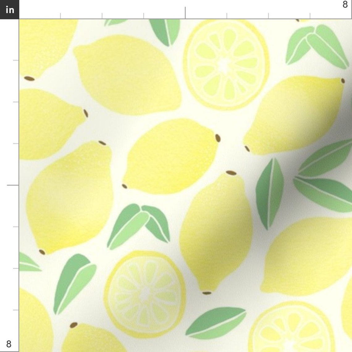 Lemon Fabric Summer Lemons by Tangerine-tane Yellow Green - Etsy