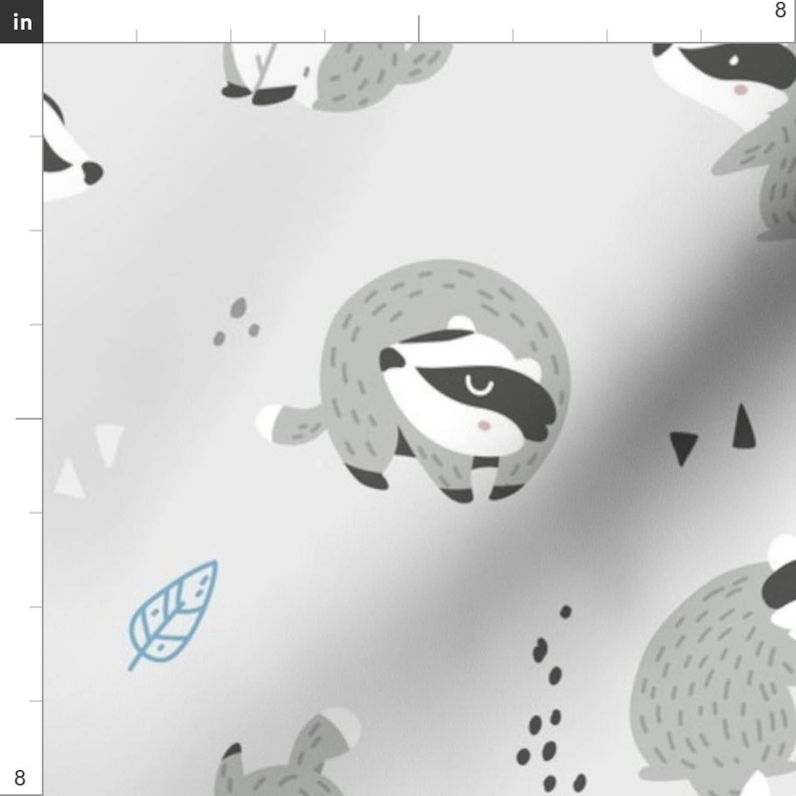 Badger Fabric Woodland Badgers Scandinavian Style Light - Etsy