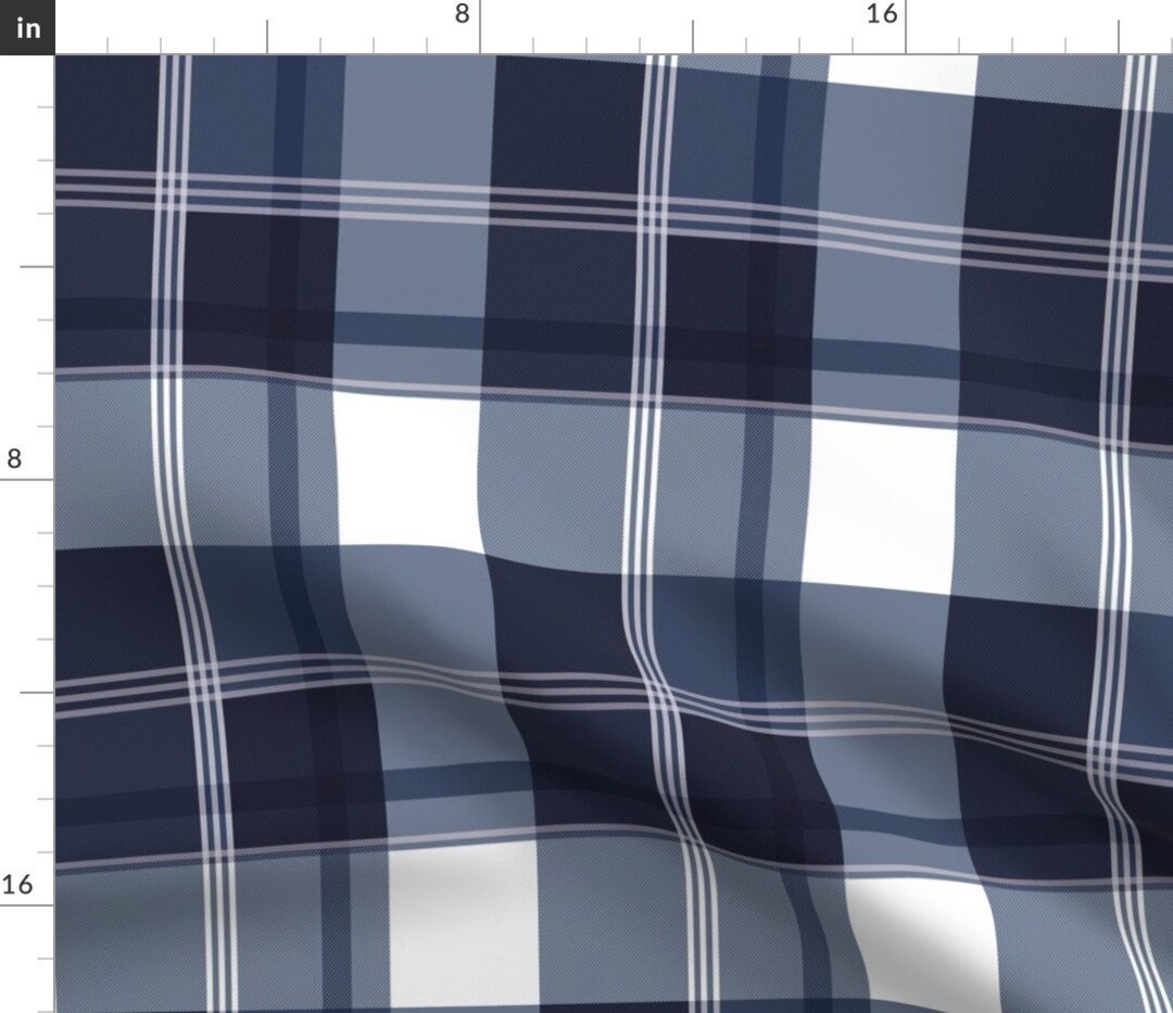 Navy and White Plaid Fabric Navy Blue Plaid by Laurapol Navy Tartan ...