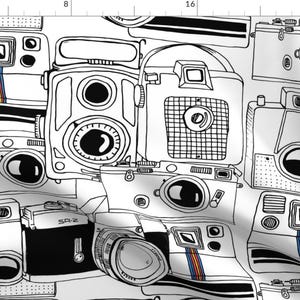 Cameral Collage Fabric Vintage Cameras by Maceymack Retro Camera ...