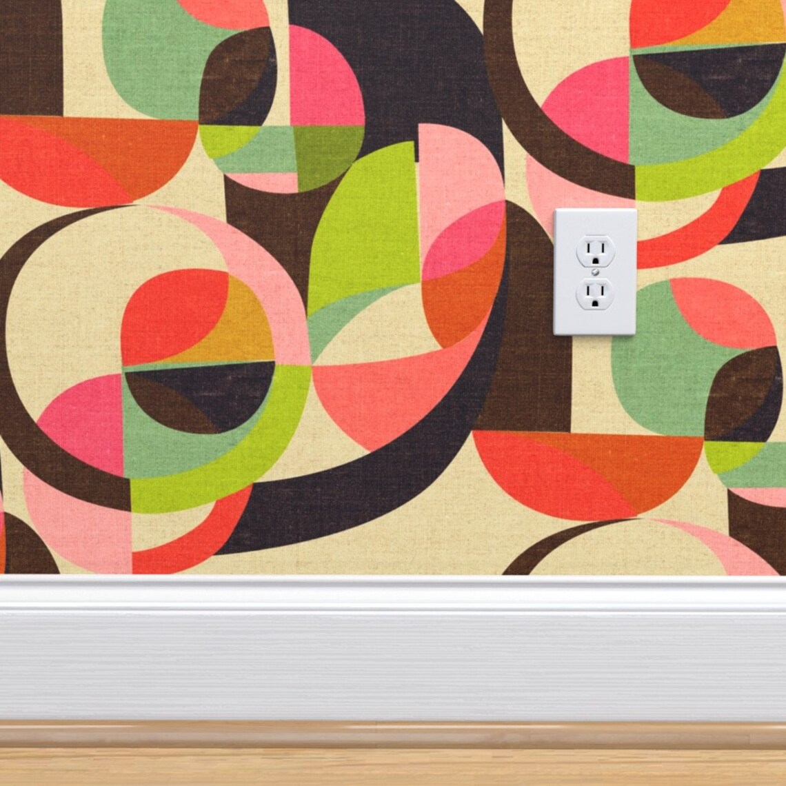 Mid Century Wallpaper Modern Circles by Ceciliamok Pink | Etsy