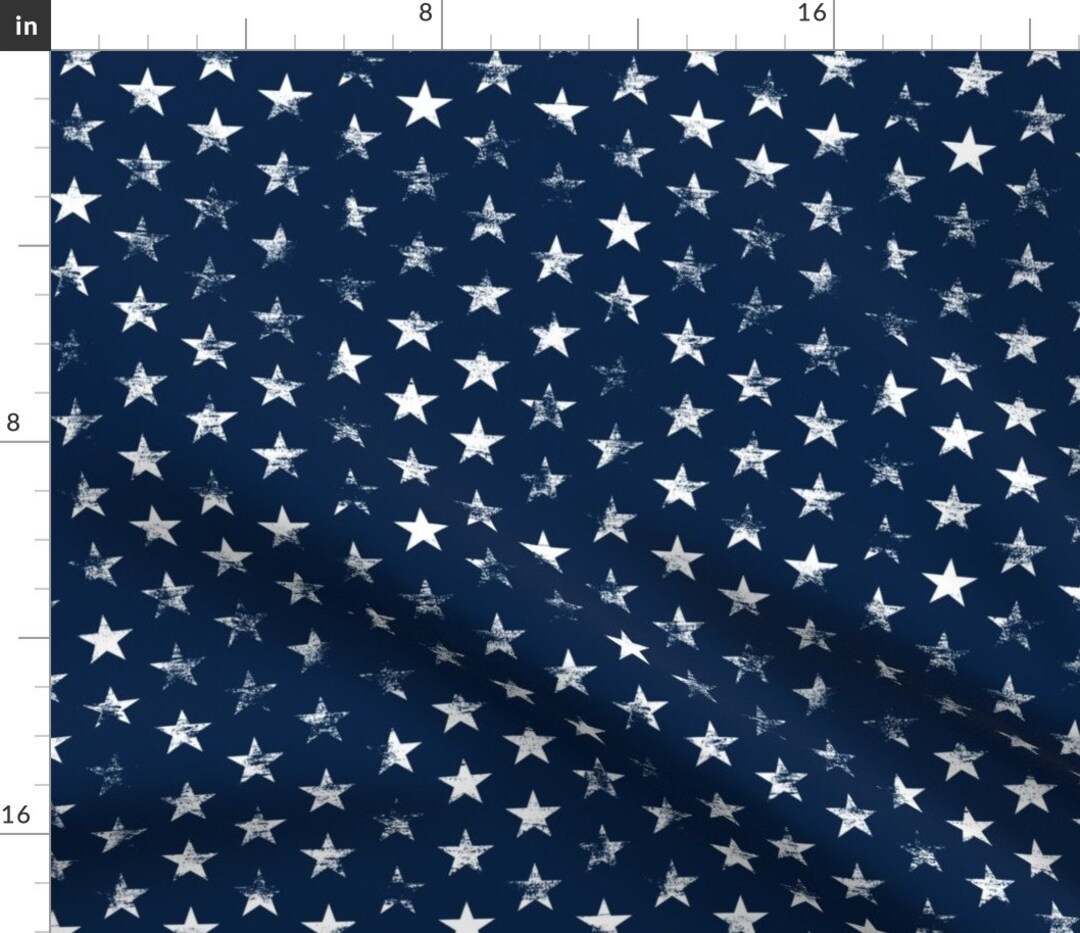 Distressed Stars Fabric White Stars on Navy Blue Grunge - Etsy