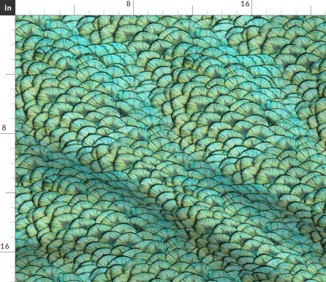 Green Peacock Fabric Peacocks Have Fab Pads by - Etsy