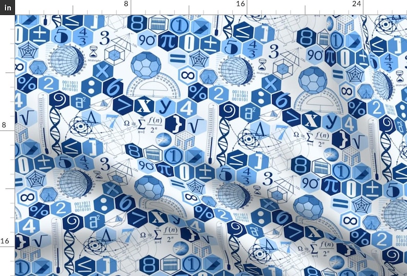 Blue and White Fabric - Math in Blue Sc50 by Chicca Besso - Match Nerd ...