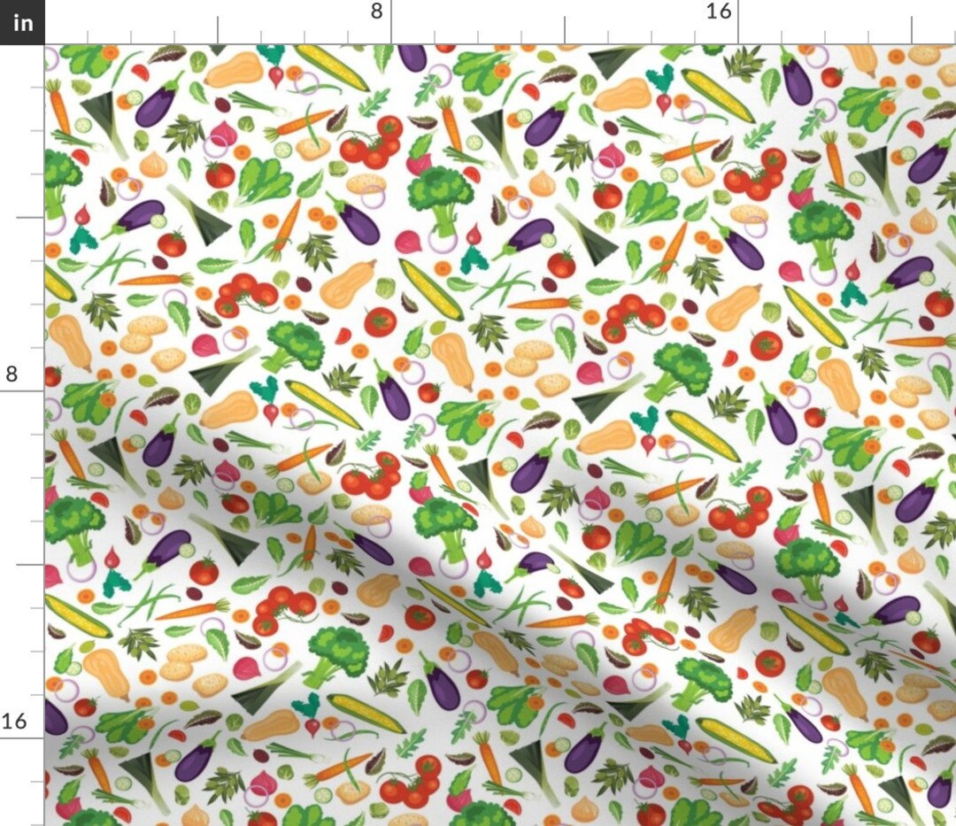 Food Fabric Lets Eat White Fresh Vegetables by Diane555 - Etsy