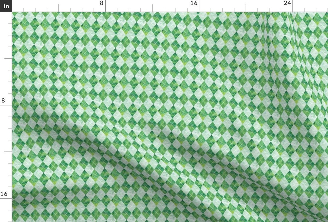 Arglye Fabric - 1/2 Scale Argyle Watercolor Green Diamonds Scottish ...