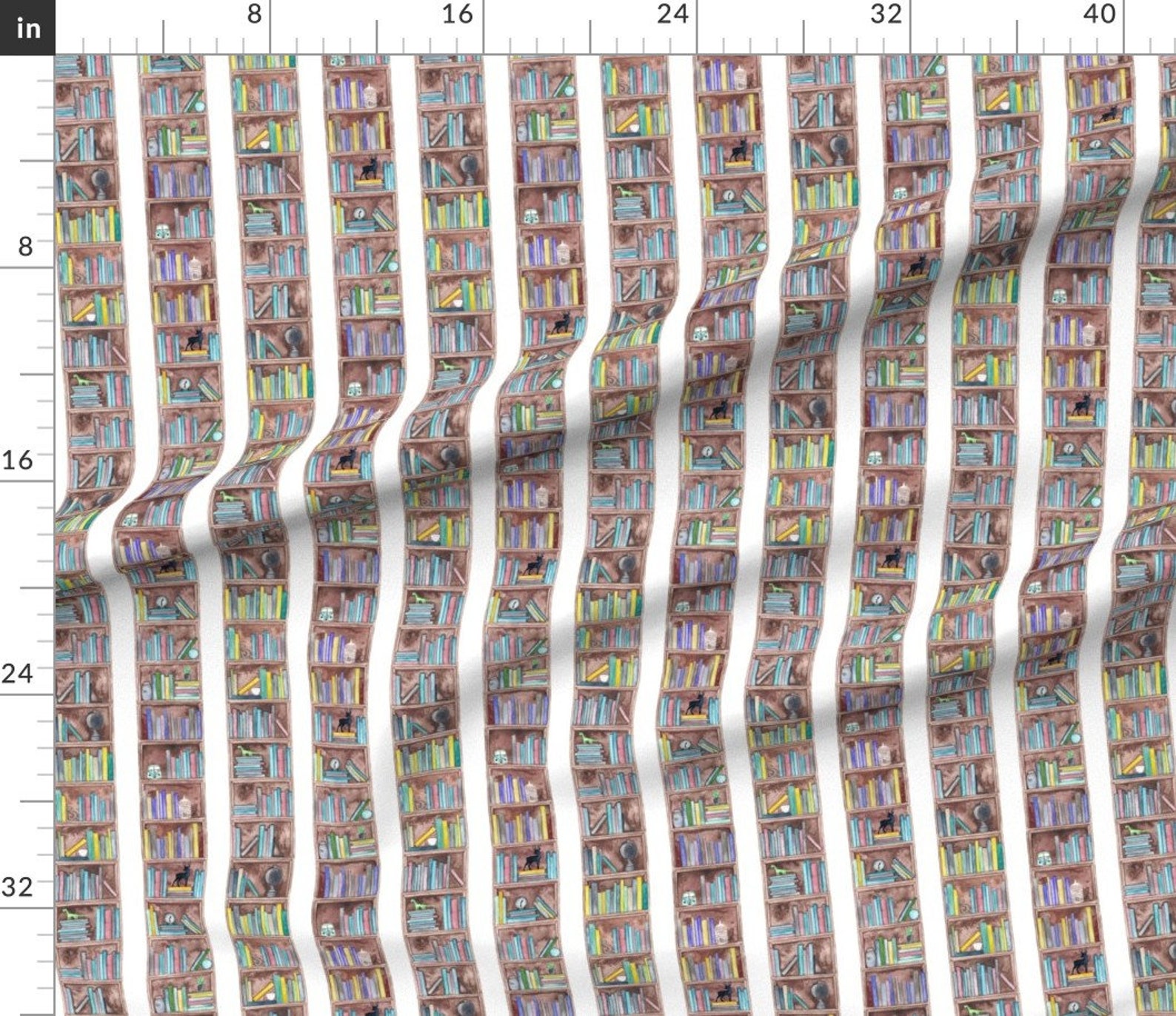 Books Fabric Book Lovers Bookshelf Pattern by Elena - Etsy