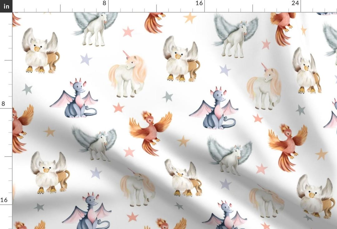 Fantasy Creatures Apparel Fabric - Colorful Mythical by Studioq ...