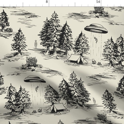Alien Toile Fabric Alien Abduction Toile De Jouy by - Etsy