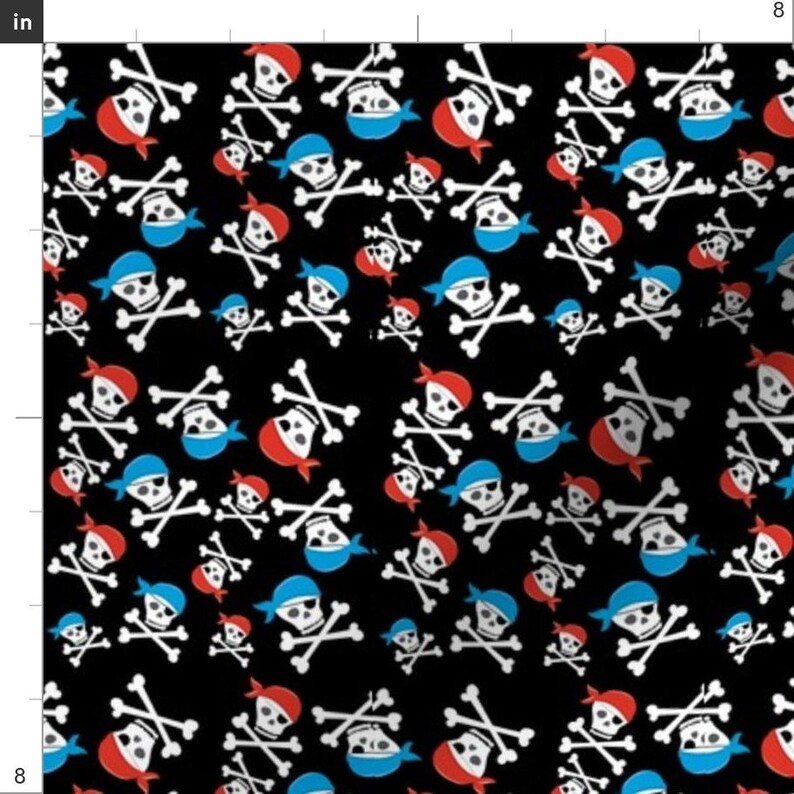 Skull and Crossbones Fabric Monkey Pirates 04 by - Etsy