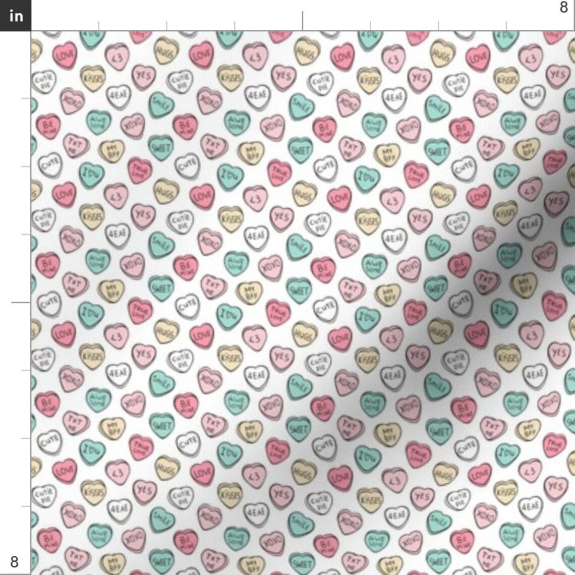 Conversation Hearts Fabric Conversation Candy Hearts - Etsy