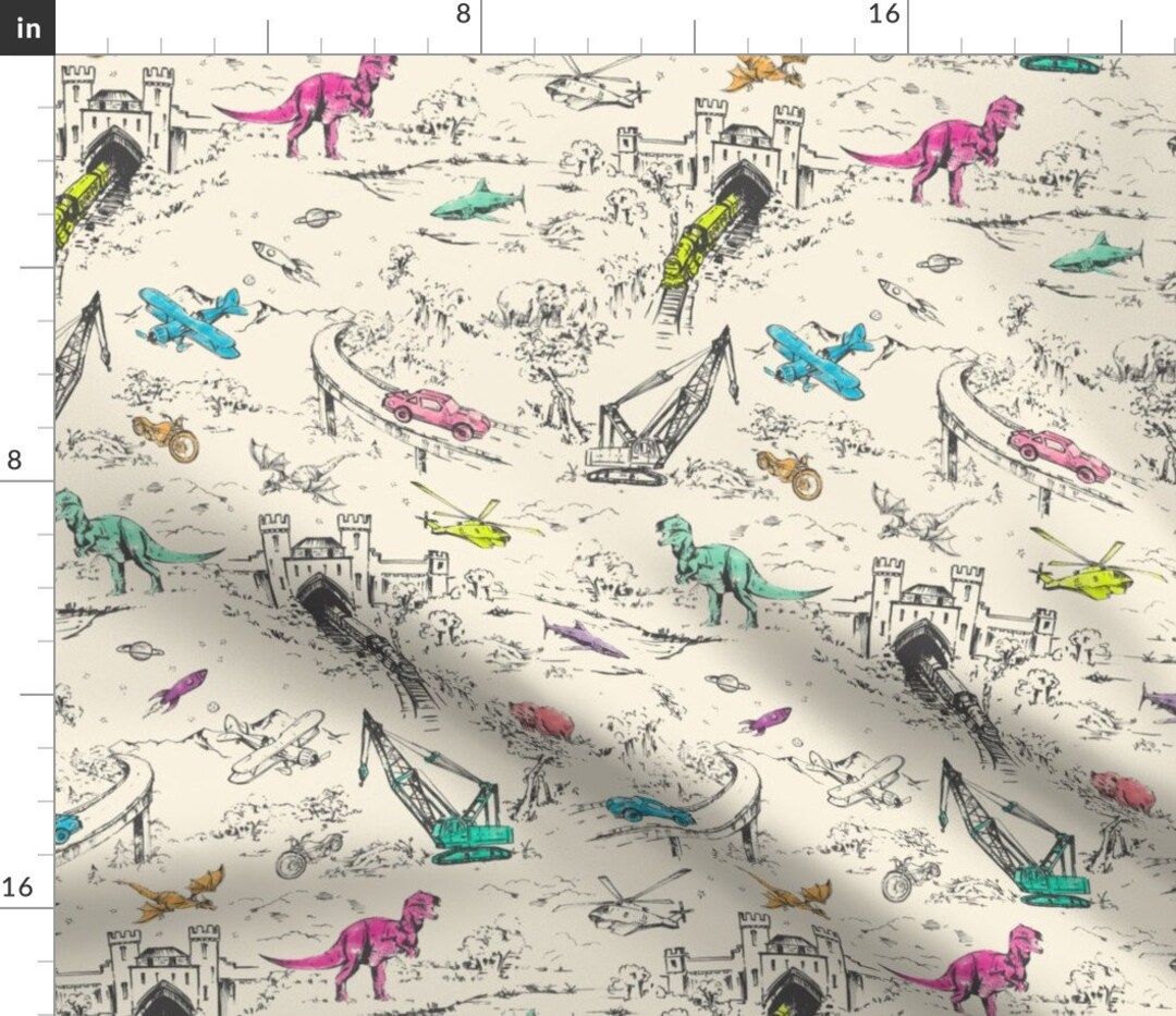 Adventure Fabric Adventure Toile Pop Ivory Mini by Pattern - Etsy