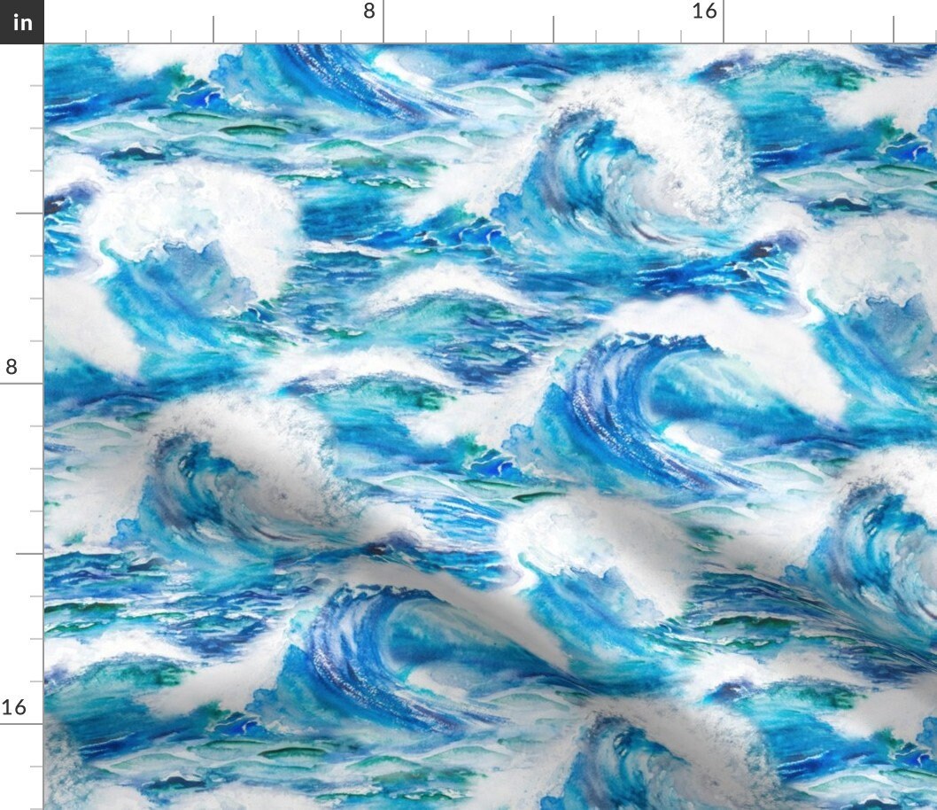 Ocean Waves Fabric Ocean Waves By Svetlana Prikhnenko | Etsy